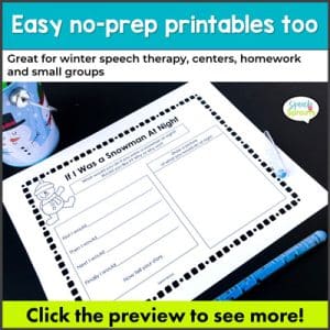 Snowmen At Night Speech Therapy Book Companion - Speech Sprouts