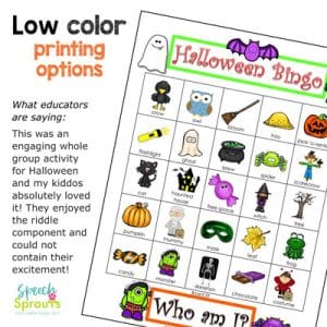 Bingo Riddles Halloween Games For Class Parties And Speech Therapy ...