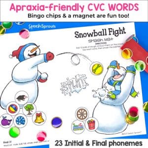 Winter Articulation Activities Speech Therapy CVC Smash Mats - Speech ...