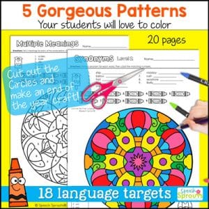 Summer Language Mandala Coloring Pages Printables - Speech Sprouts